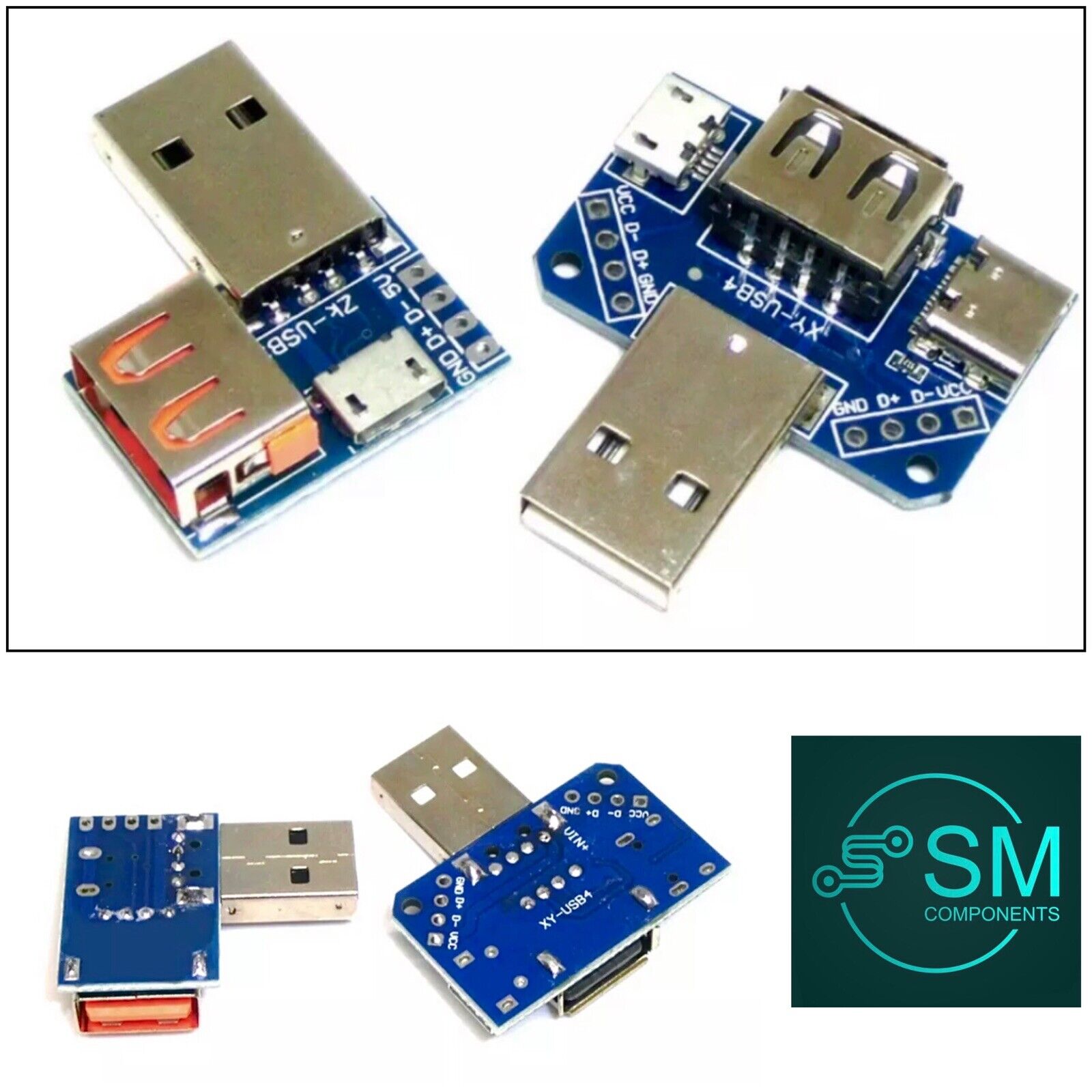 2PC Kit MICRO USB to DIP TYPE-C Adapter Female Connector PCB Converter – SM Components