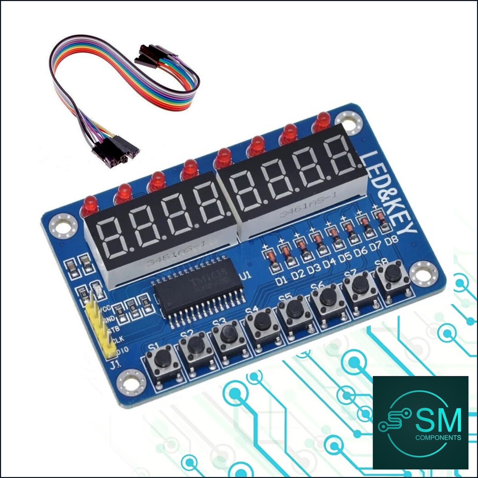 8 Bit Led Digital Tube 816 Keys Tm1638 Display Module For Avr Arduino