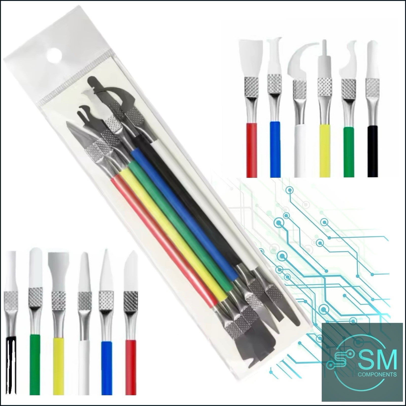 6PC Super Flexible Thin Metal Spudger Repair Opening Tool DIY Phones E ...