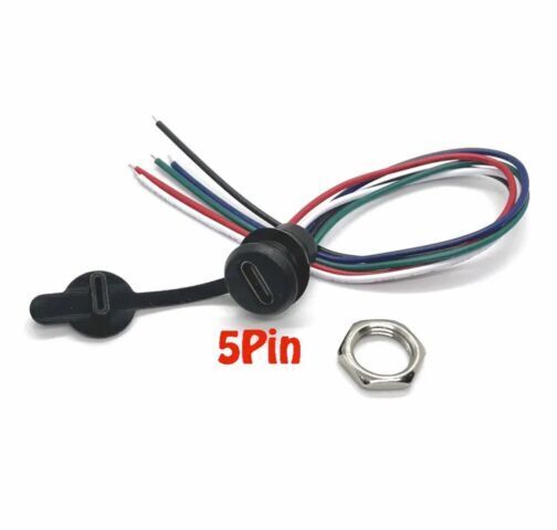 5 x 11mm Female USB Type C 2P 4P 5P 6P Waterproof Prewired Charging Ja ...