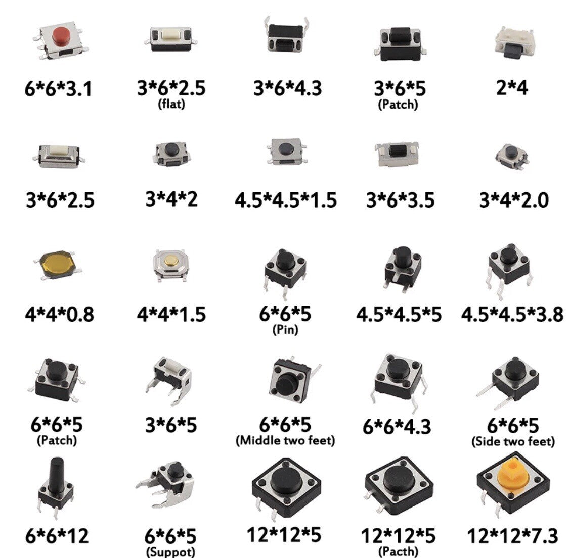 460Pcs Electronic Push Button Tactile On Off Momentary Switch 24 Style ...