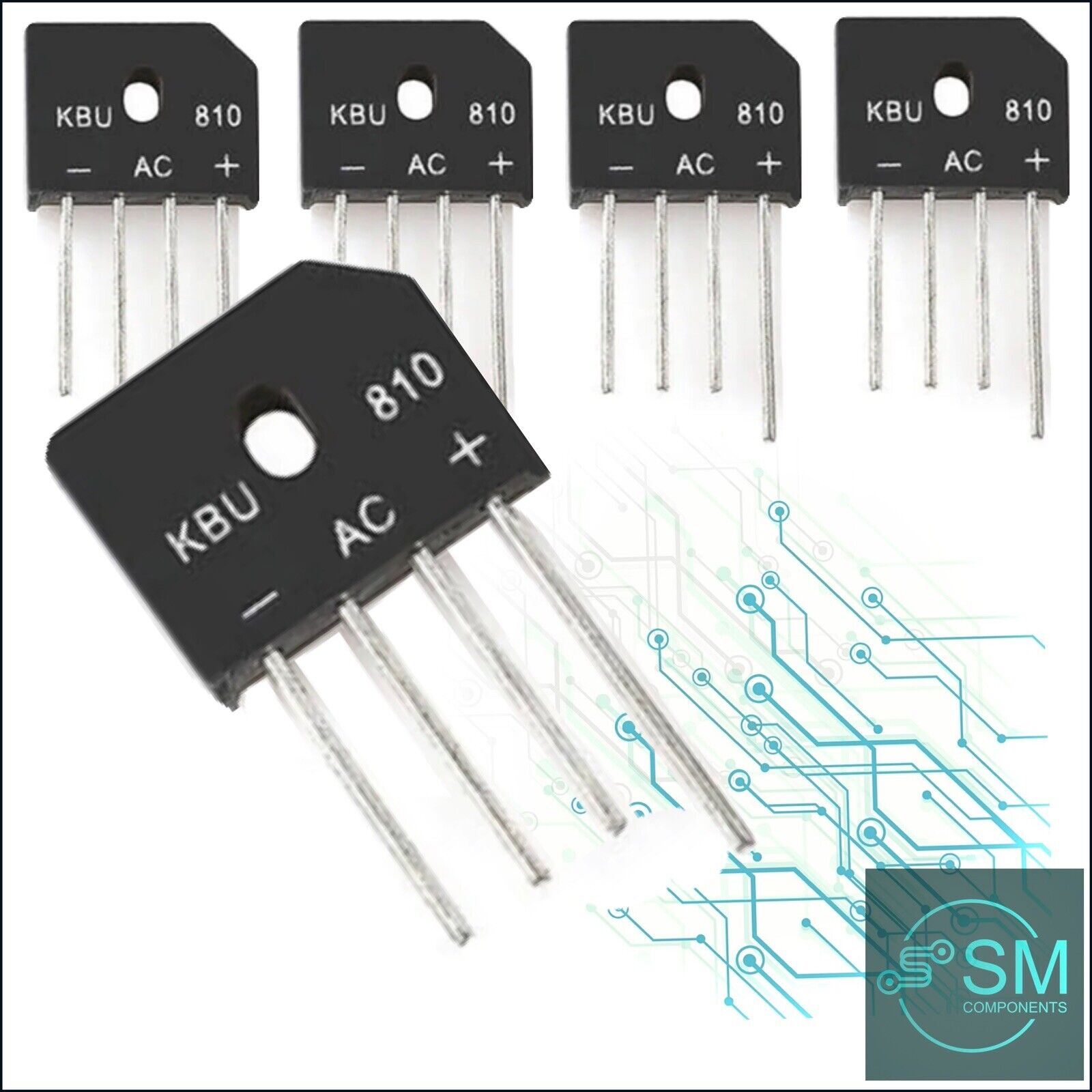5PCS KBU810 1000V 8A Full Wave Silicon Bridge Rectifier Electronics DI – SM Components
