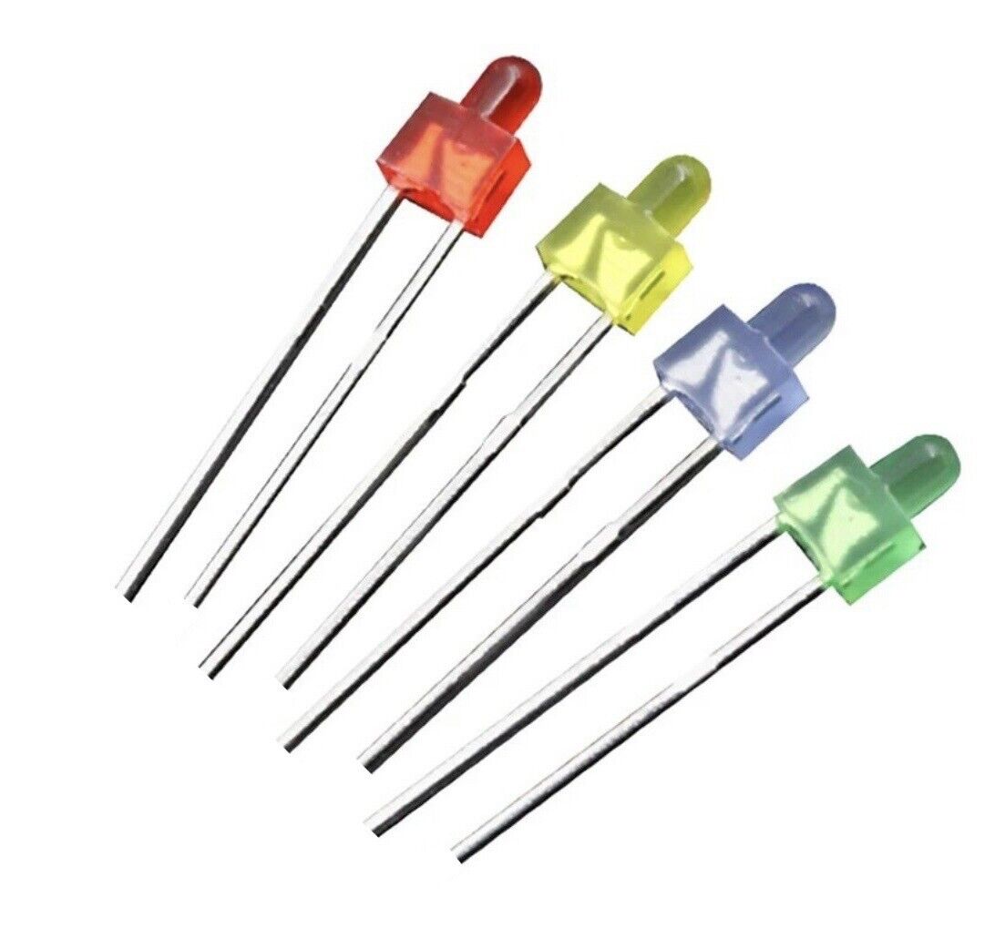 50pcs 2mm LEDS light Emitting Diodes Dome Top DIY Inc Resistors Blue G ...