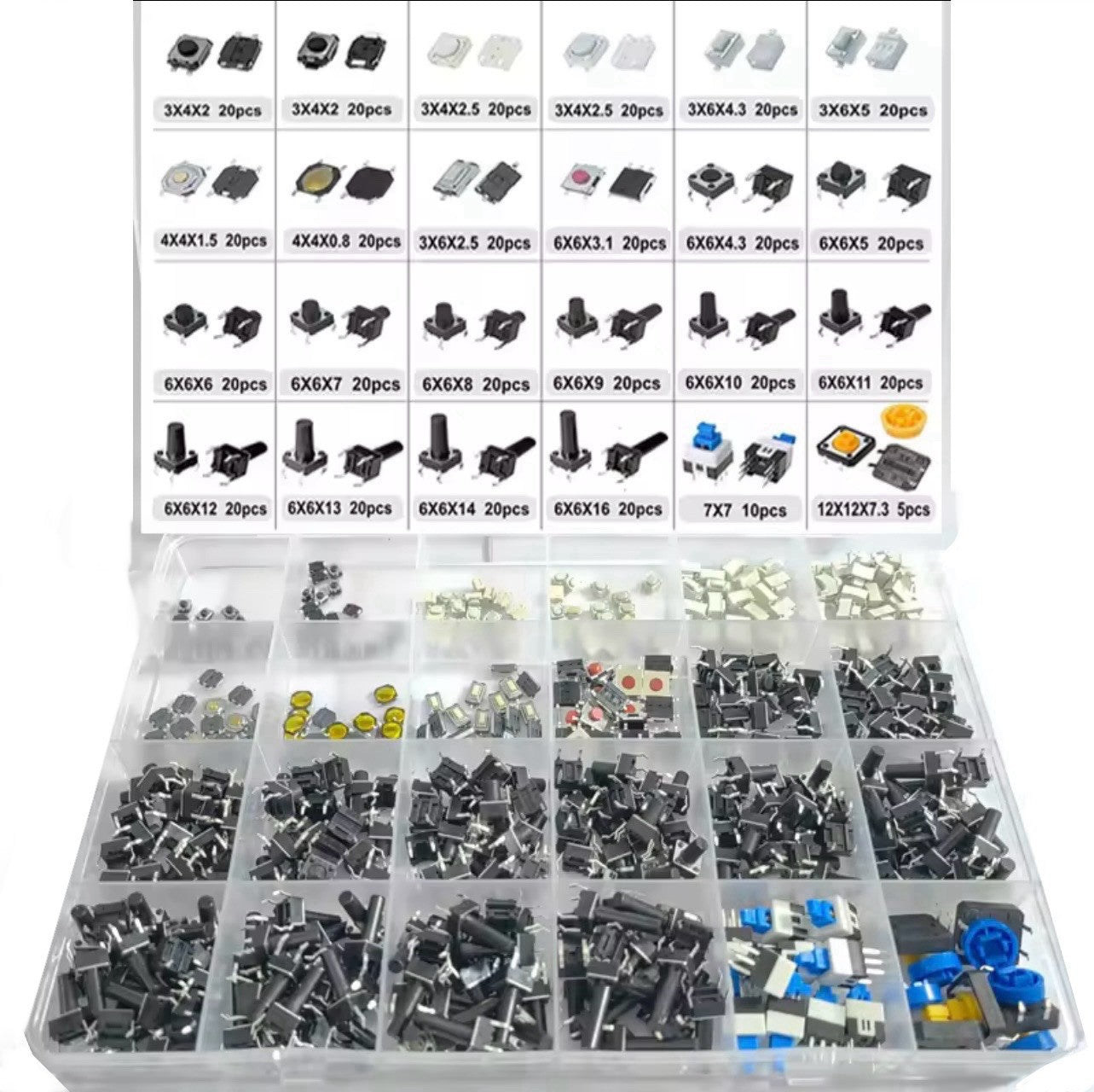 460Pcs Electronic Push Button Tactile On Off Momentary Switch 24 Style ...
