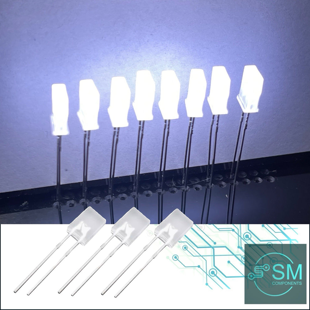 100pcs 2x5x7mm DIFFUSED COOL WHITE Resin Square Led Light Emitting Dio ...