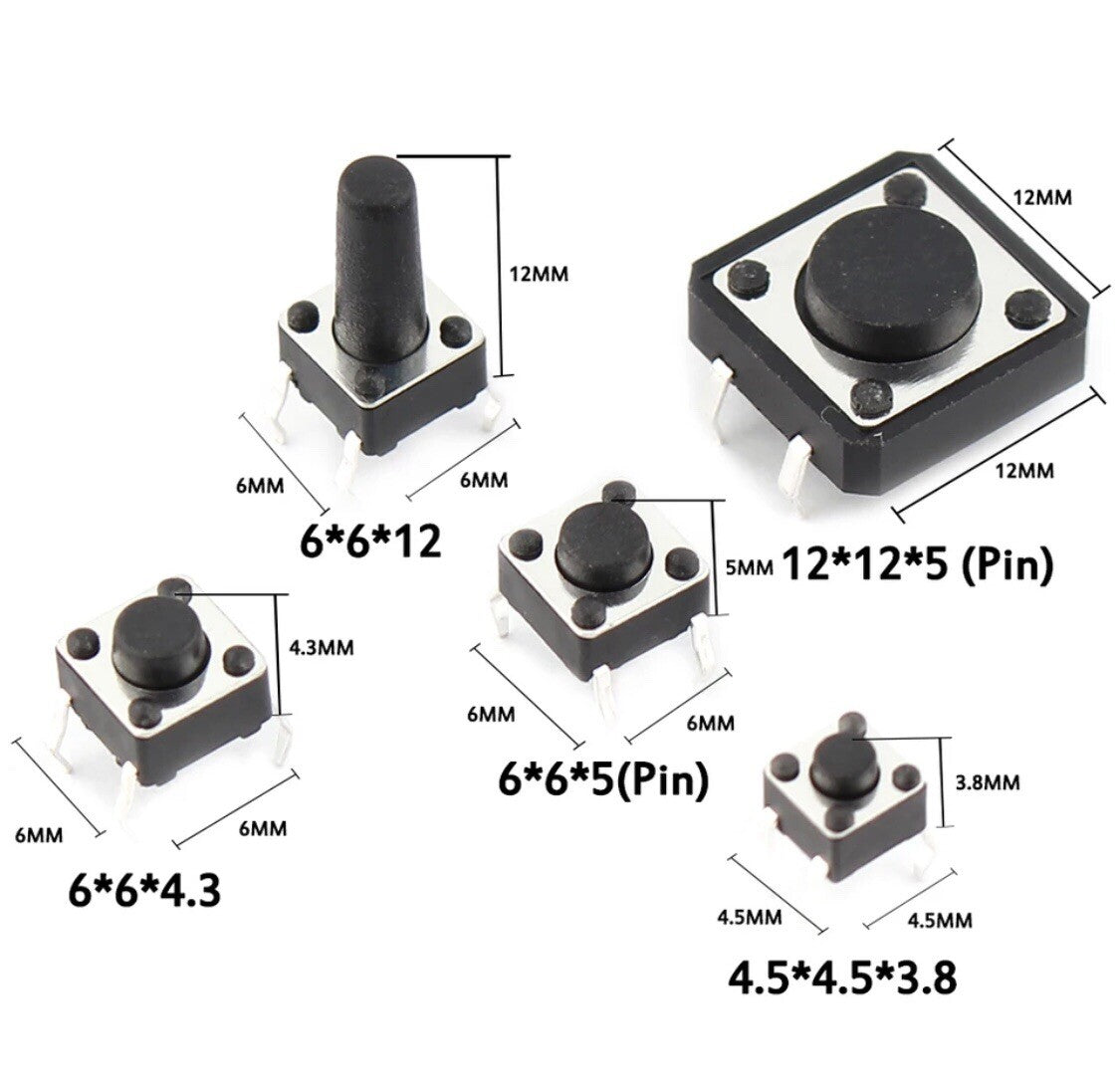 460Pcs Electronic Push Button Tactile On Off Momentary Switch 24 Style ...