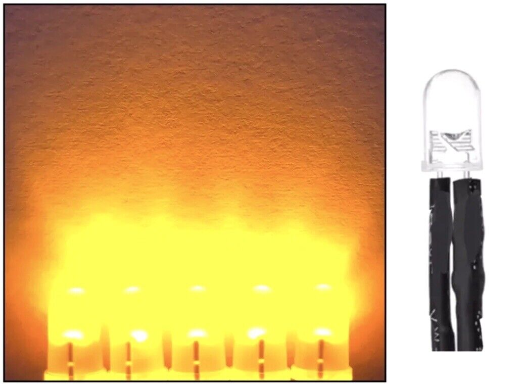 20PC Prewired 6-12V 5mm FLASHING LED 1.5Hz Clear Round Top Light Emitt ...