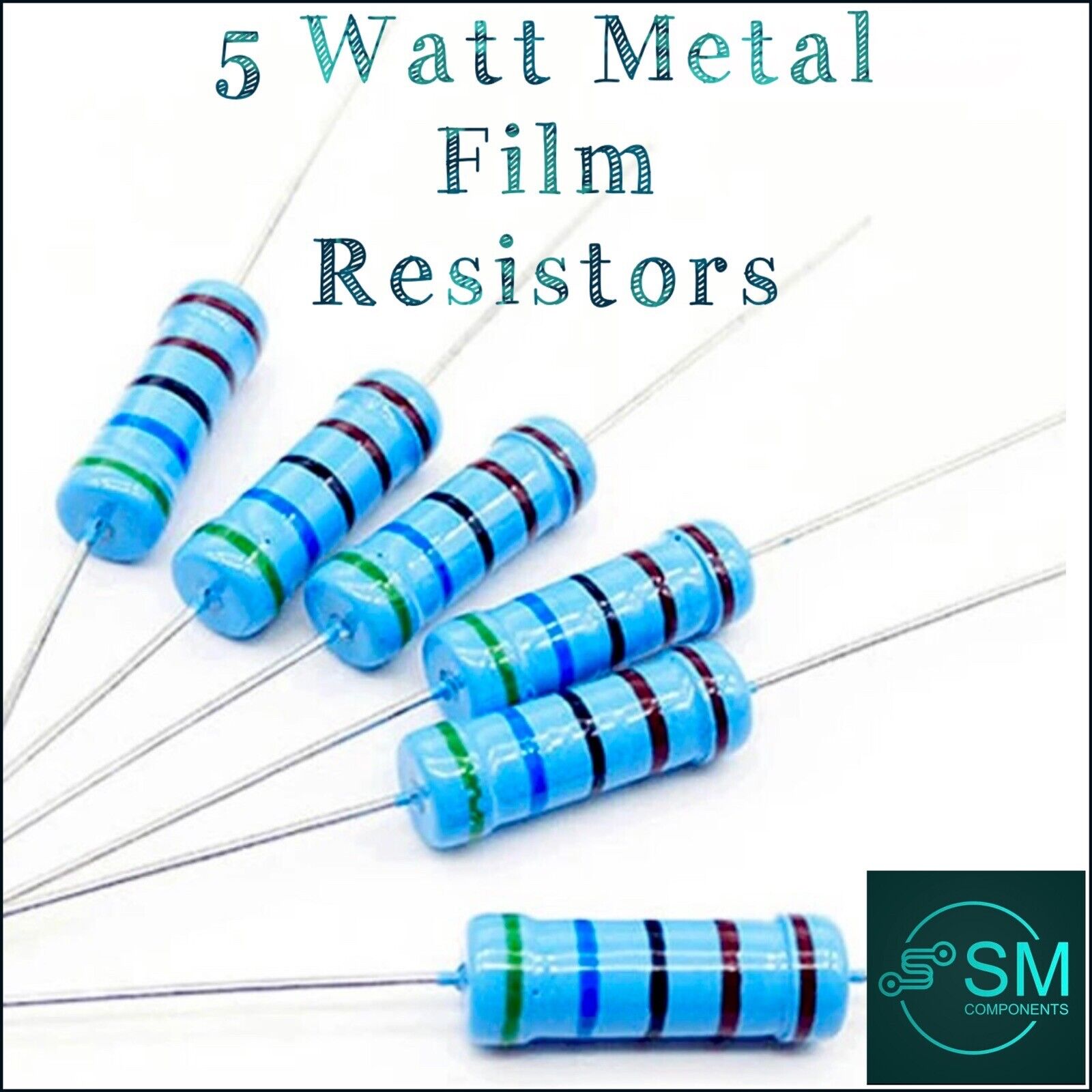 5Pcs 5W 5 Watt Metal Film Resistors MFR Power Resistors ±1% 1-2.2MΩ Re ...