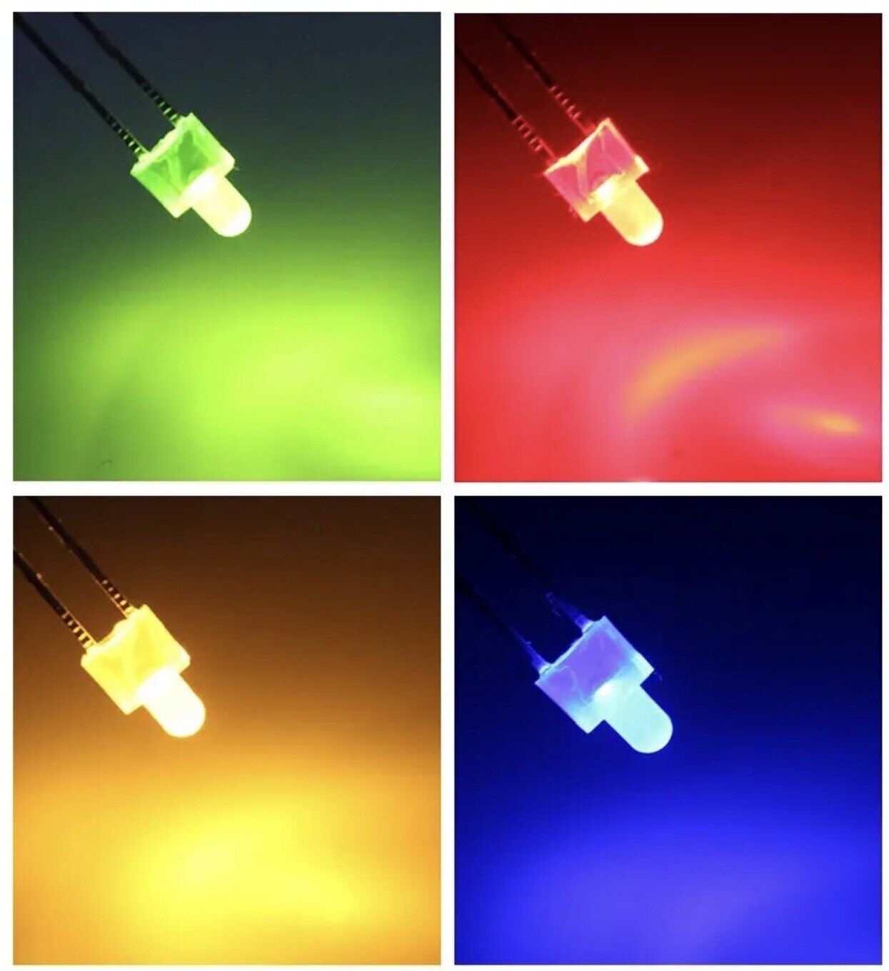 50pcs 2mm LEDS light Emitting Diodes Dome Top DIY Inc Resistors Blue G ...