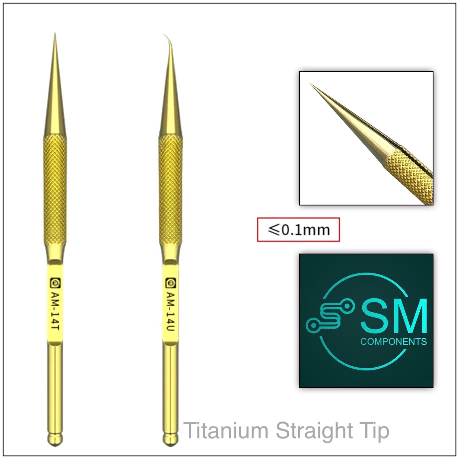 Titanium Alloy 0.1mm STRAIGHT Point Professional Tweezer for Electroni ...