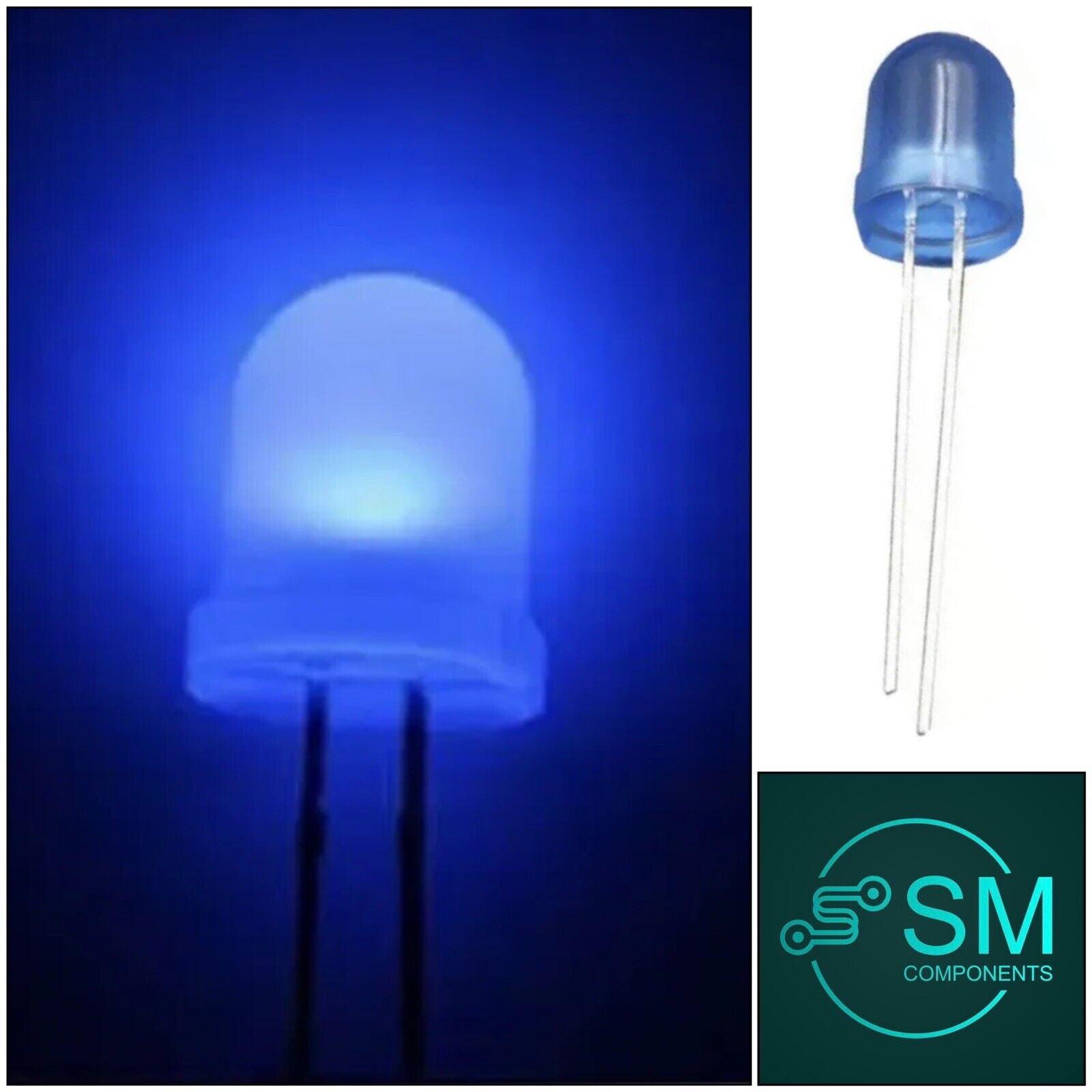 50pcs 8mm F8 BLUE Diffused LED Light Emitting Diode Super Bright LED 4 ...