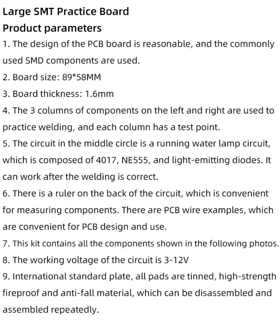 SMD/SMT PCB Component Soldering Practice Board Double Sided Diode, Res ...
