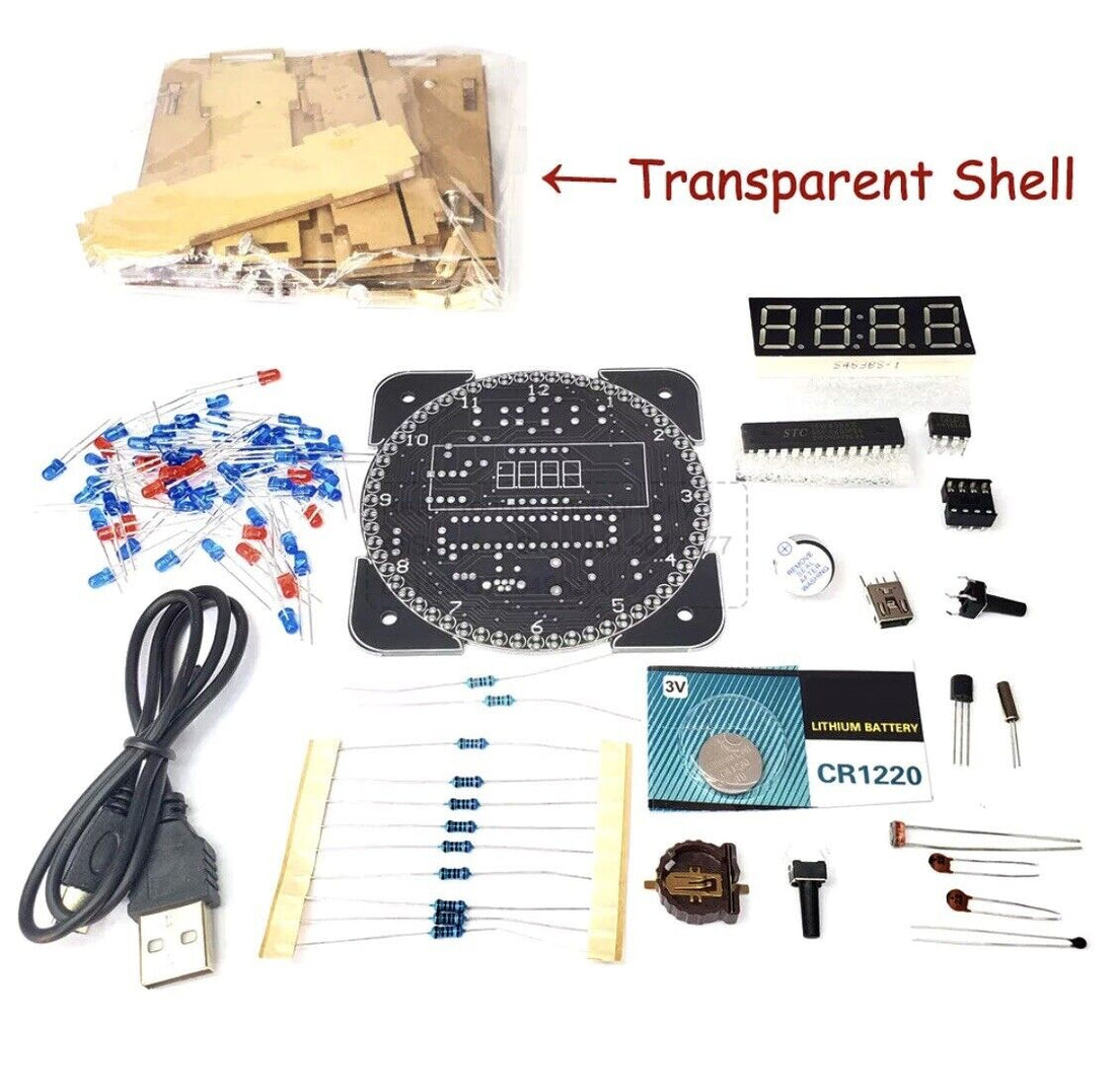DIY DS1302 Rotating LED Electronic Digital Clock Temperature Display K ...