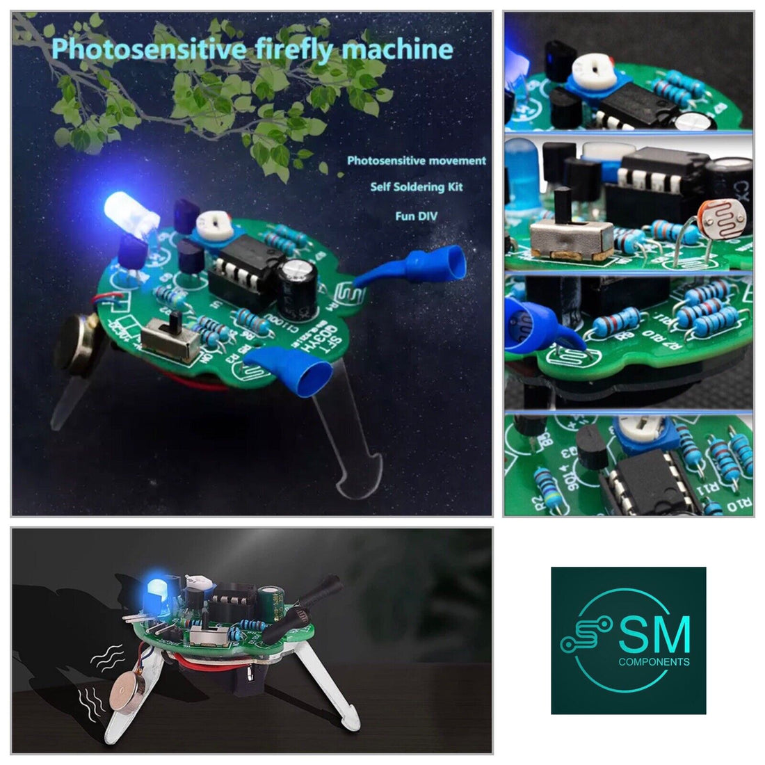DIY Photosensitive Robot Firefly Kit LED Breathing Light Soldering Lig ...