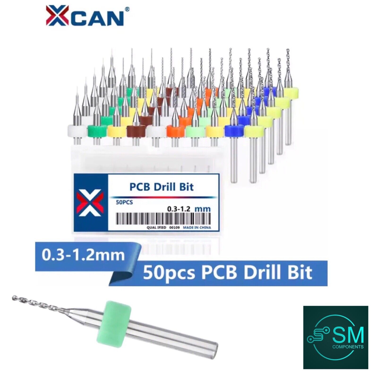 50PCS 0.3-1.2mm X 38mm Tungsten Carbide PCB Micro Drill Bit Set for DI ...