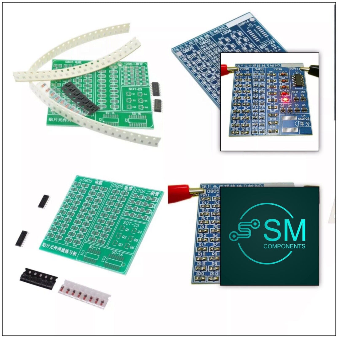 SMD/SMT PCB Component Soldering Practice Board Plate DIY Diode, Resist ...