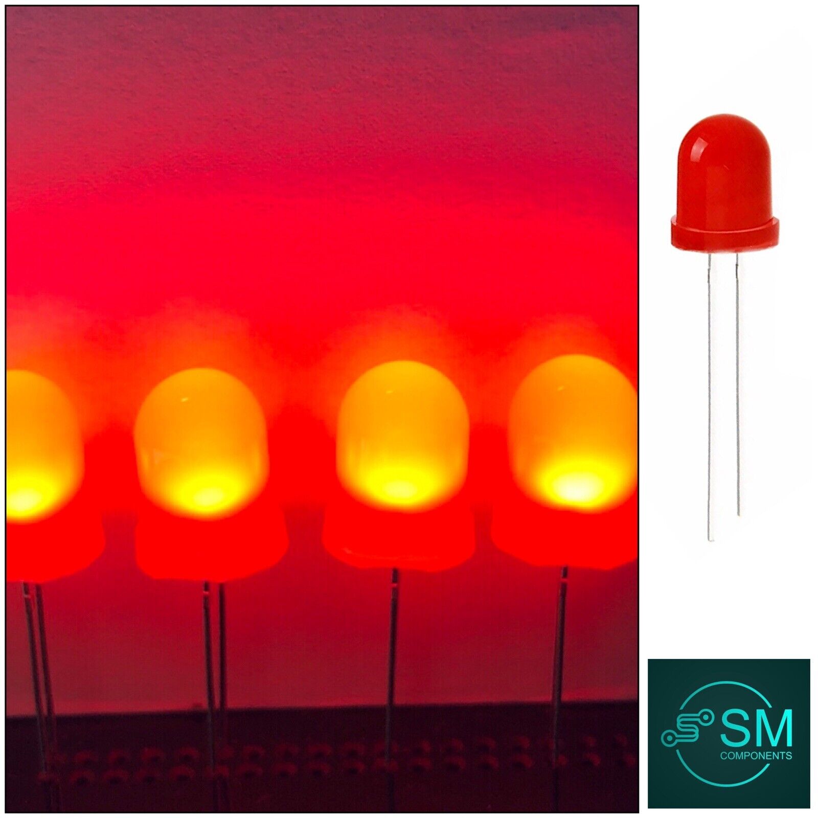 50pcs 12mm Red Diffused LED Light Emitting Diode Super Bright LED 625n ...